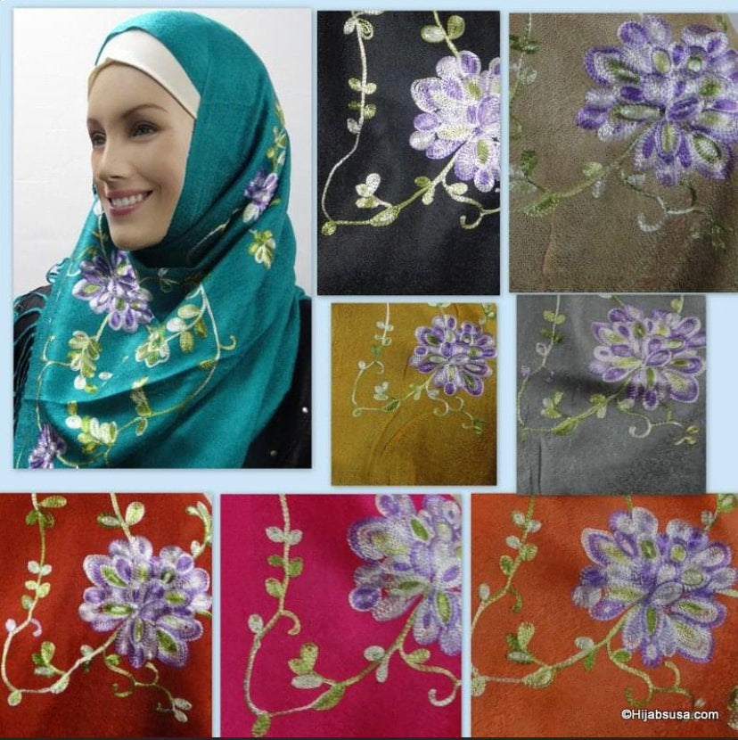 Floral Embroidered Shawls – Hijabs USA